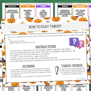 Halloween Taboo Game Cards Printable Family Halloween Game - Etsy