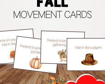 Movement Cards Printable Instant Download Thanksgiving - Etsy
