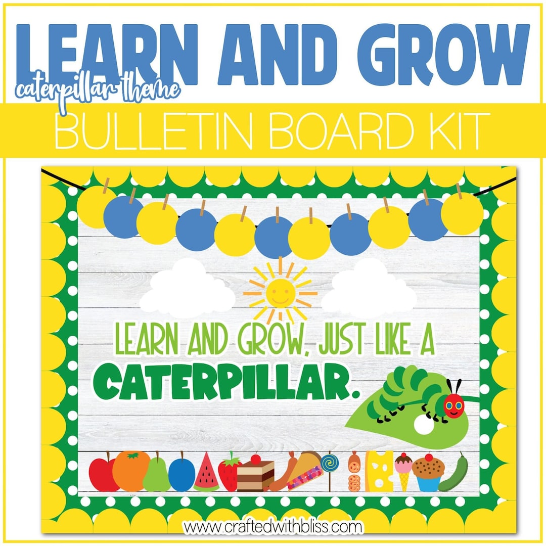 Learn and Grow Caterpillar Theme Bulletin Board Kit Door Classroom ...
