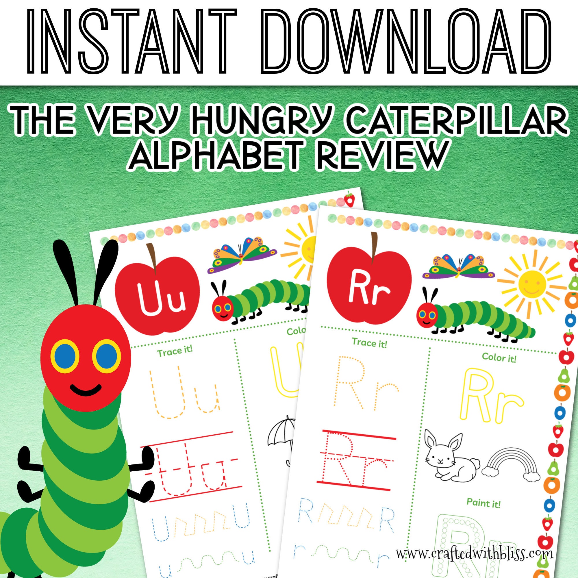The Very Hungry Caterpillar Alphabet Review Printable,the Very Hungry ...