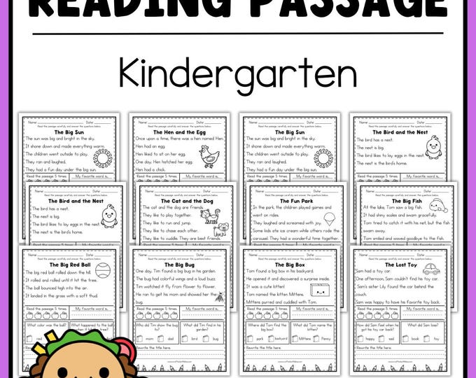 Kindergarten Reading Comprehension Homeschool Printable Fluency ...