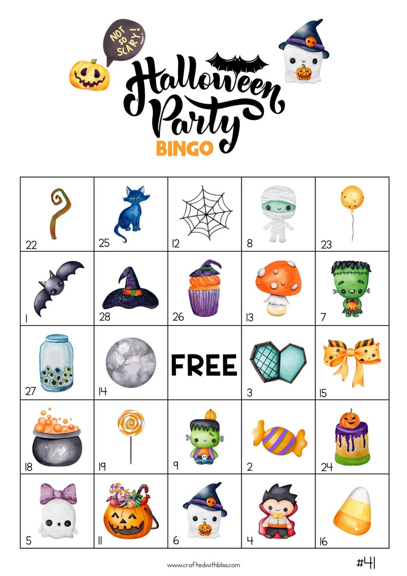 50 Halloween Bingo Cards Classroom Game Bingo Game Halloween - Etsy