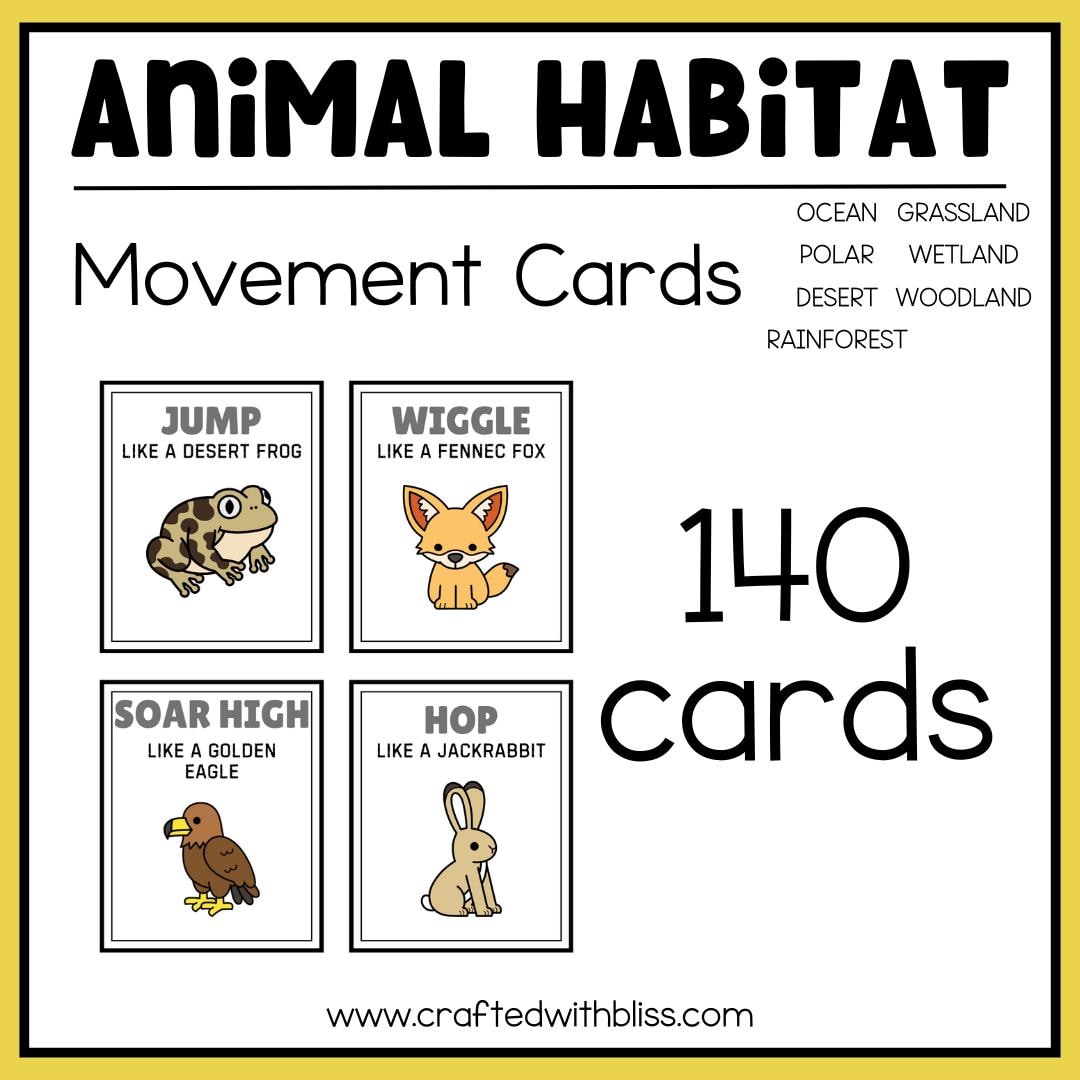 Animal Habitat Movement Cards Kindergarten - Etsy