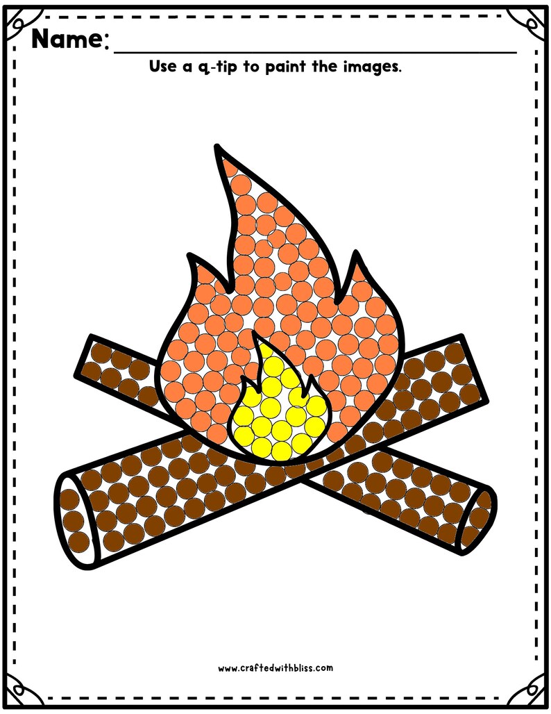 Q-tip Painting Camping Fine Motor Activity Camping Craft Dot Painting ...