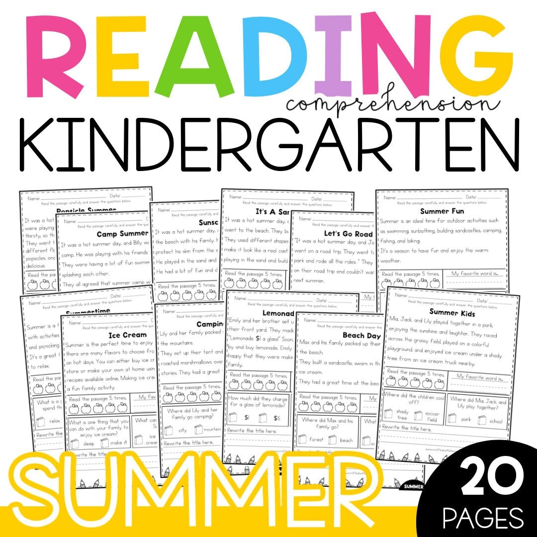 Summer Passages Kindergarten Reading Comprehension Printable ...