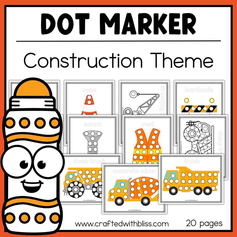 Construction Dot Marker Printable - Etsy