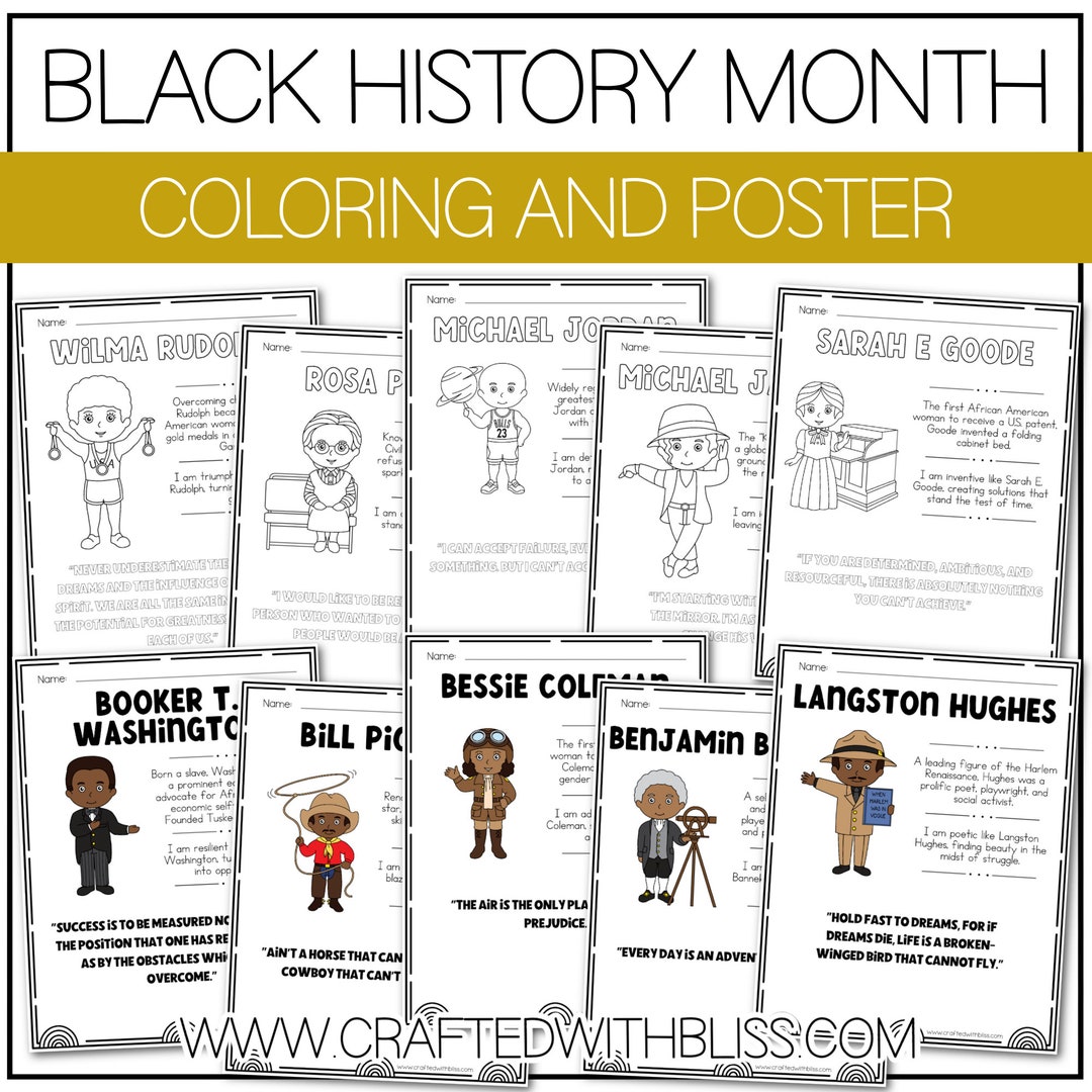 Black History Coloring Pages and Poster Bulletin Board February Theme ...