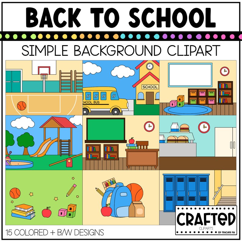 Simple Back to School Background Scene August Clipart Commercial Use ...