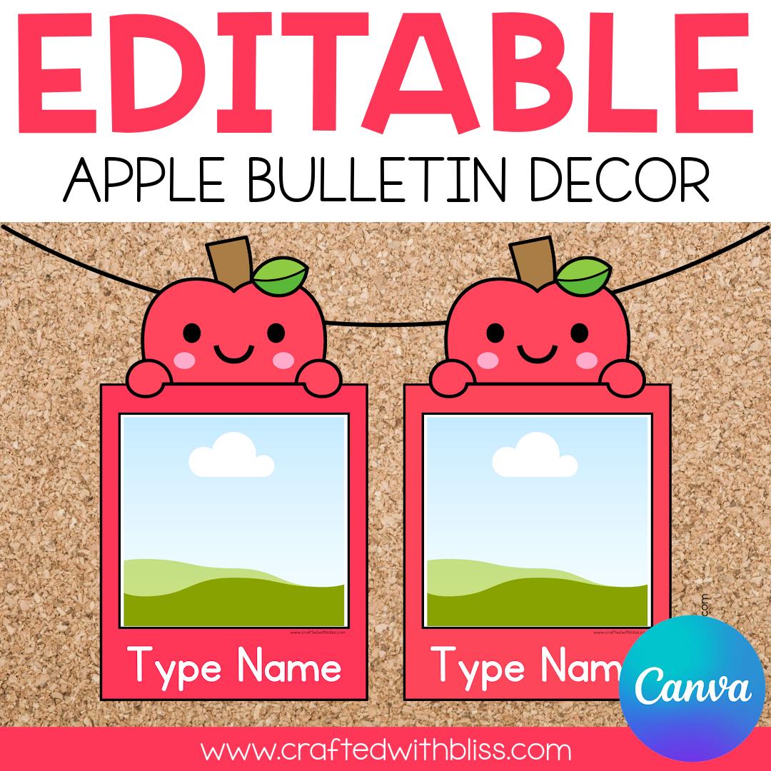 Editable Apple Photo Bulletin Decor | Canva Template Back to School - Etsy