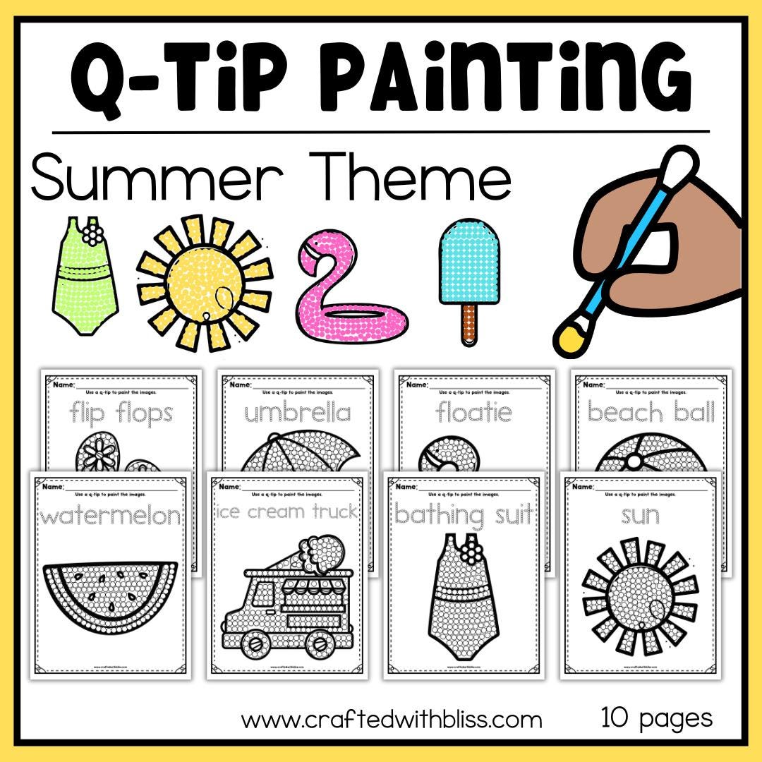 Q-tip Painting Summer Craft - Etsy