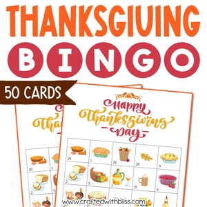 50 Thanksgiving Bingo Cards - Etsy