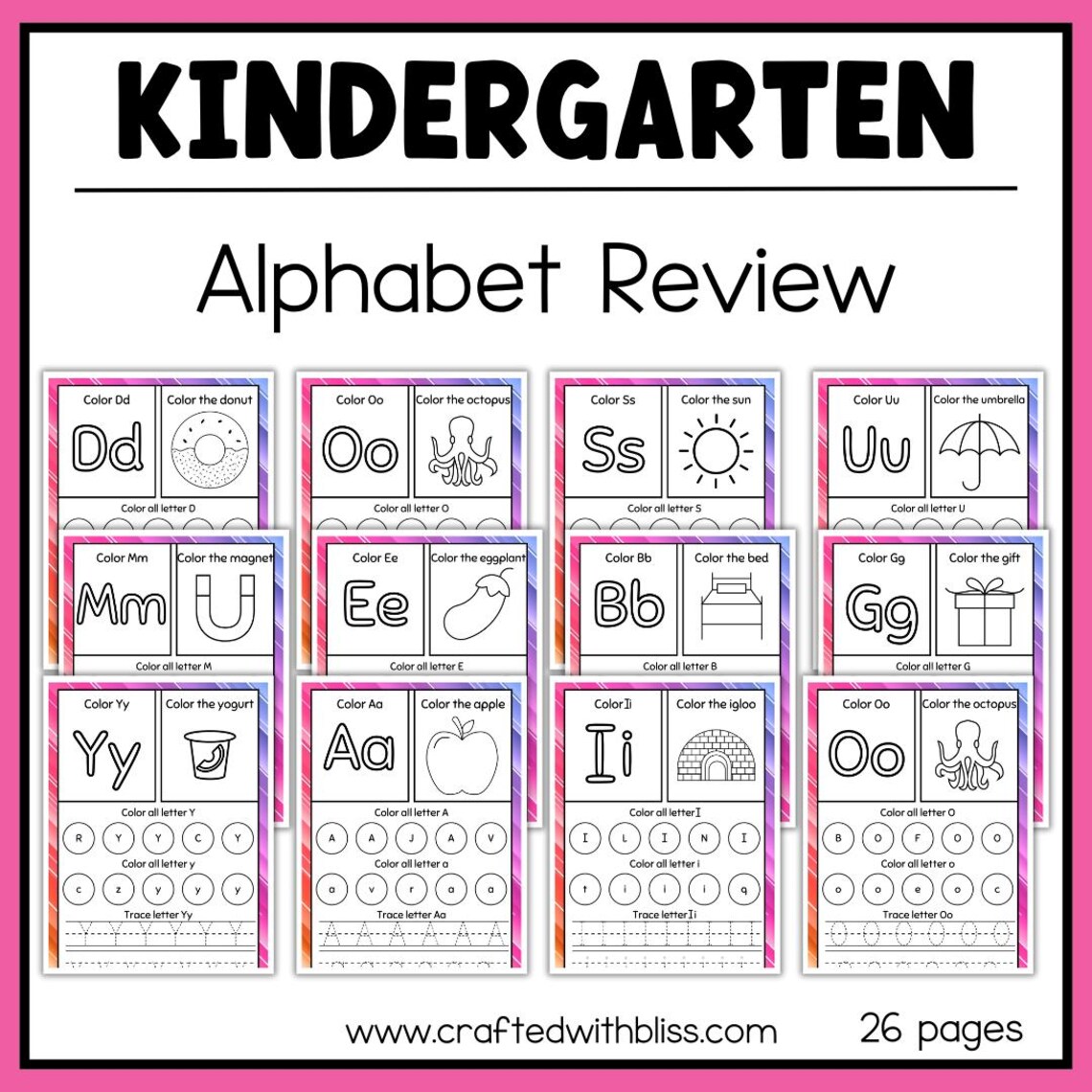 Alphabet Review Printable for Kindergarten - Etsy