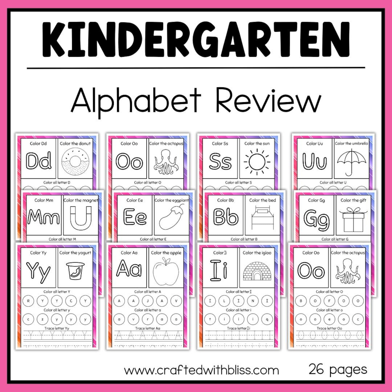 Alphabet Review Printable for Kindergarten - Etsy