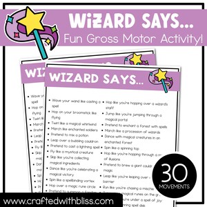 Wizard Says | Fun Magical Movement Cards Ice Breaker Gross Motor Game ...
