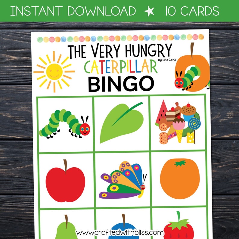 Hungry Caterpillar Bingo Classroom Game Preschool Kindergarten (10 ...