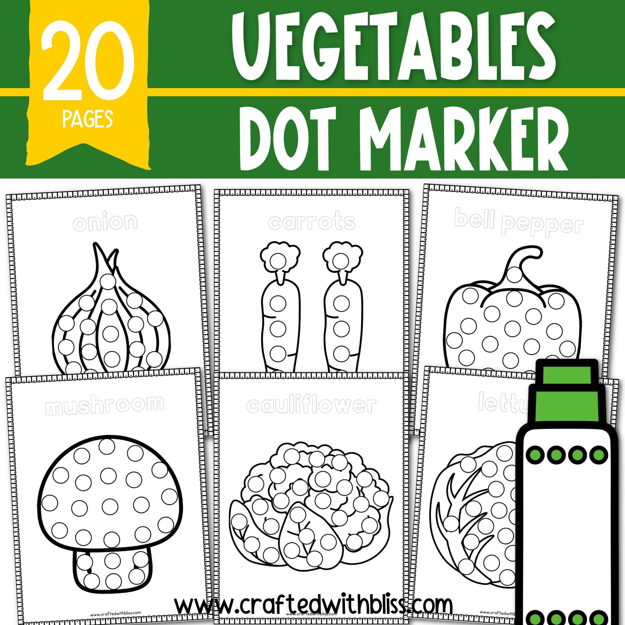 Vegetables Do-a-dot Marker Printable - Etsy