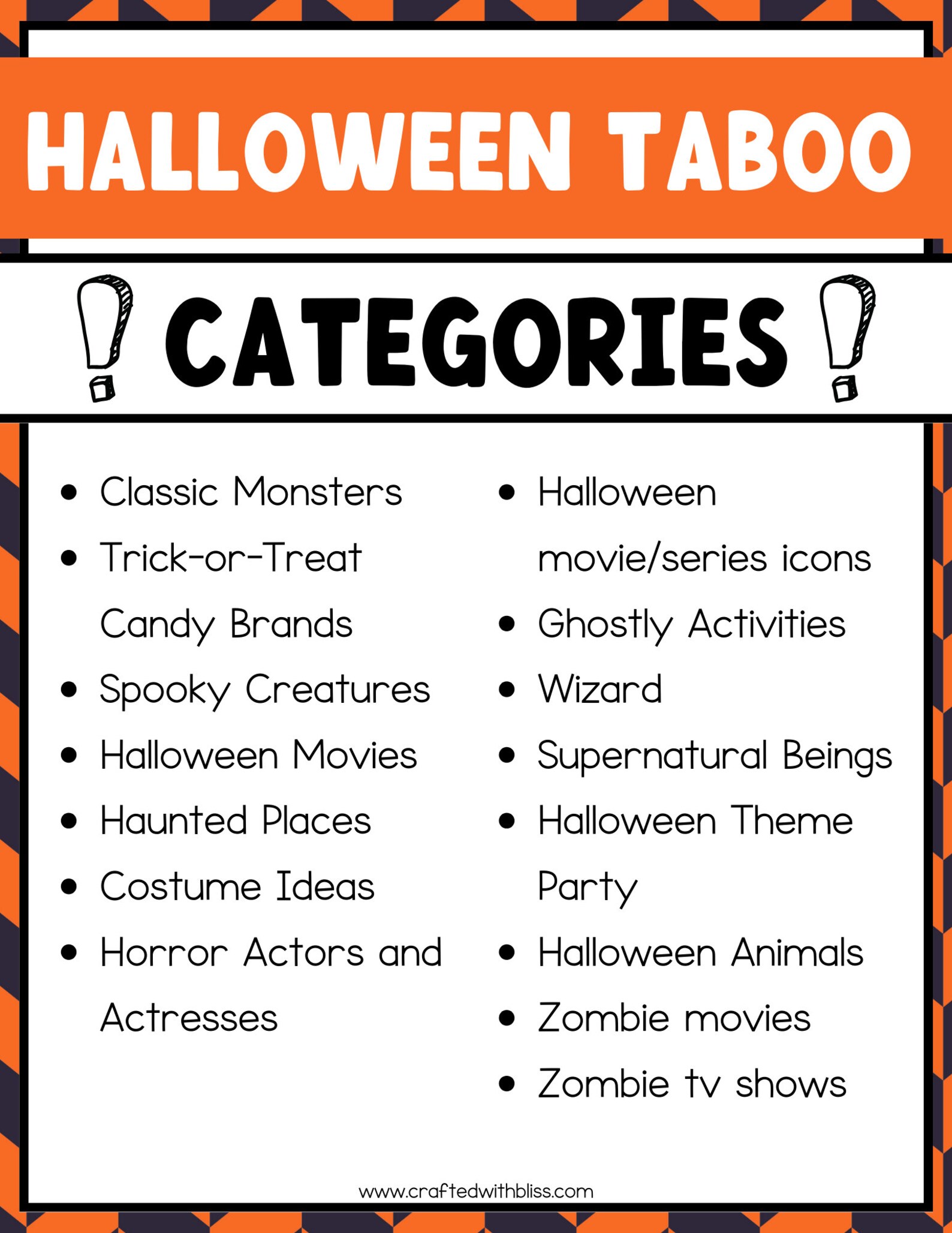 Halloween Taboo Game 150 Cards Halloween Party Game Night Forbidden ...