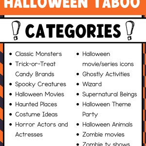 Halloween Taboo Game 150 Cards Halloween Party Game Night Forbidden ...