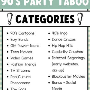 90's Theme Taboo Party Game 150 Card Fun Friday Ice Breaker Brain Break ...