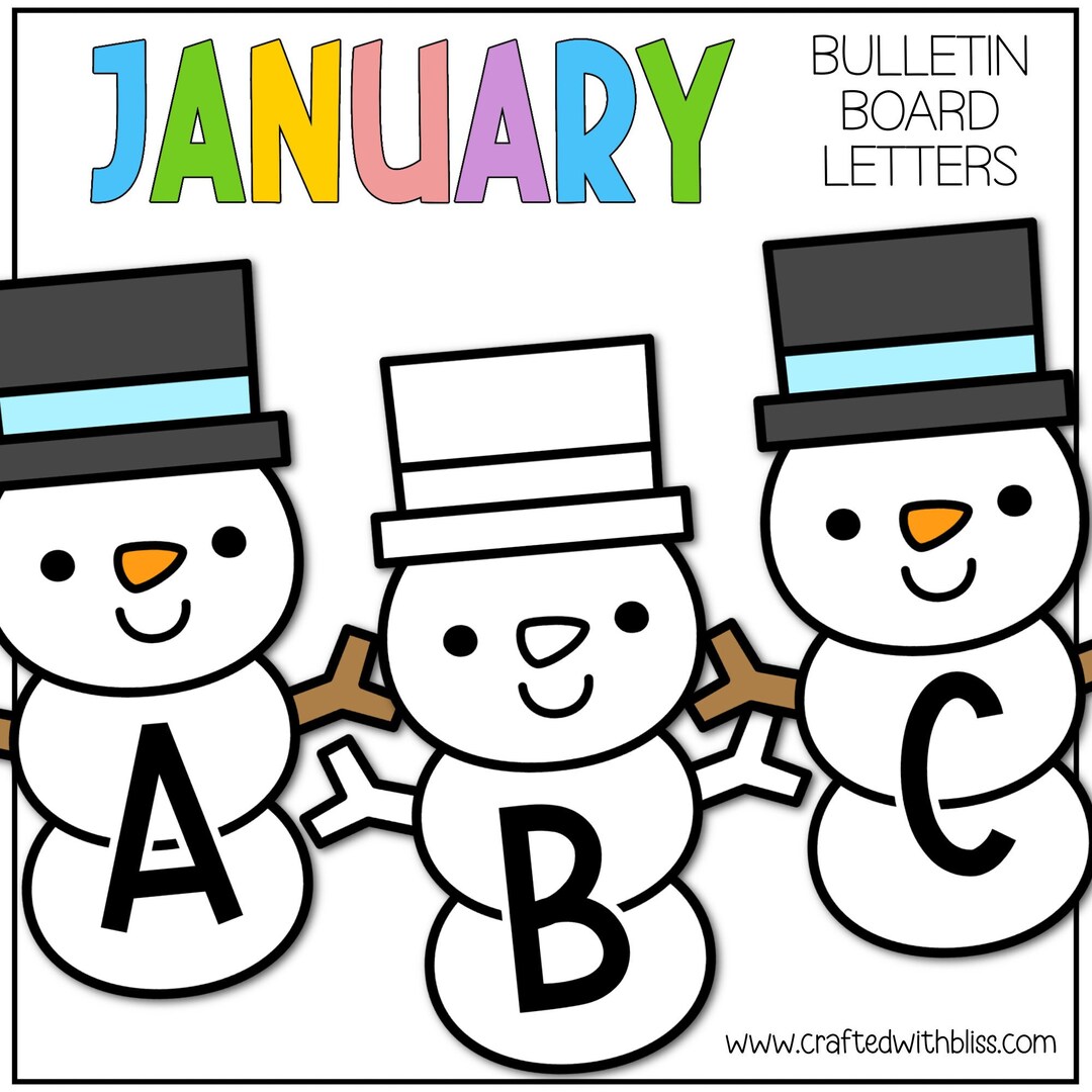 January Snowman Winter Bulletin Board Letters Numbers Classroom Decor ...