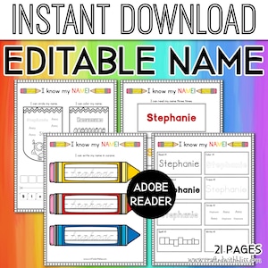 Editable Name Practice Printable Rainbow Theme - Etsy