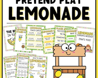 Lemonade Stand Dramatic Play Printable Pack Lemon Theme Shop Pretend ...