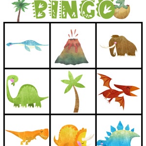 10 Dinosaur BINGO for Preschool-kindergarten, Dinosaur Games and ...
