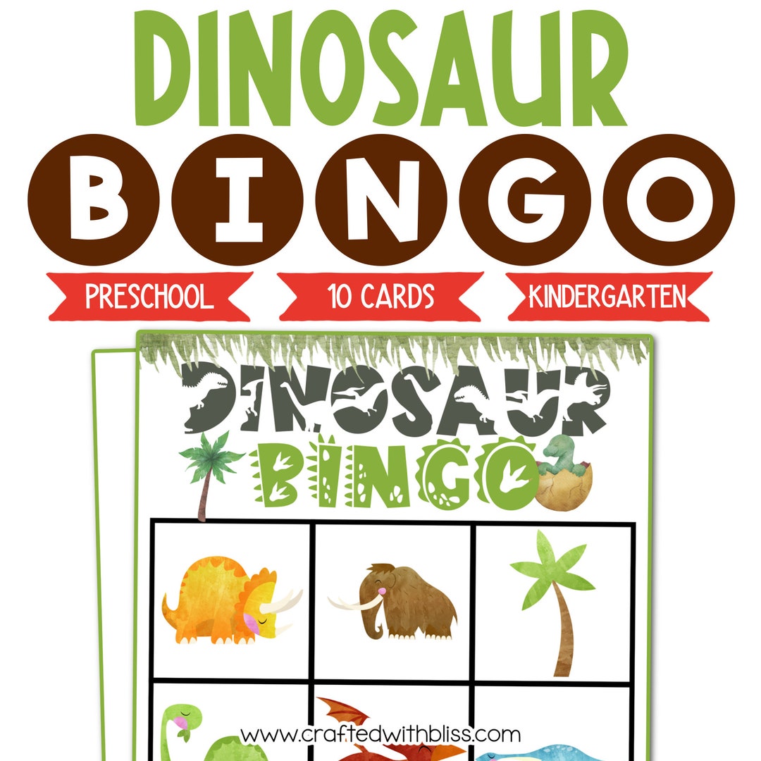 Dinosaur BINGO for Preschool-kindergarten Dinosaur Games and - Etsy
