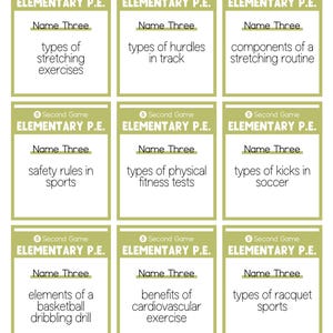 Elementary PE 5 Second Game 50 Cards Fun Friday Ice Breaker Brain Break ...