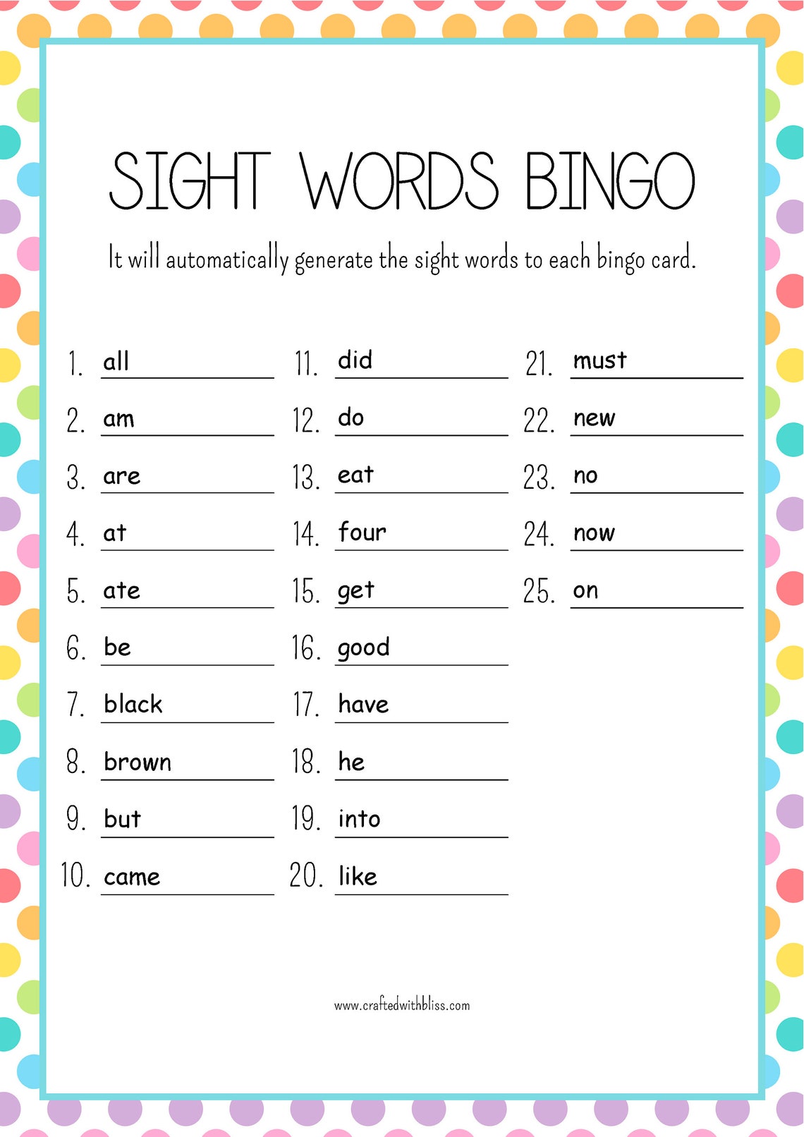 EDITABLE Sight Words Bingo for Kids Sight Words Activities | Etsy