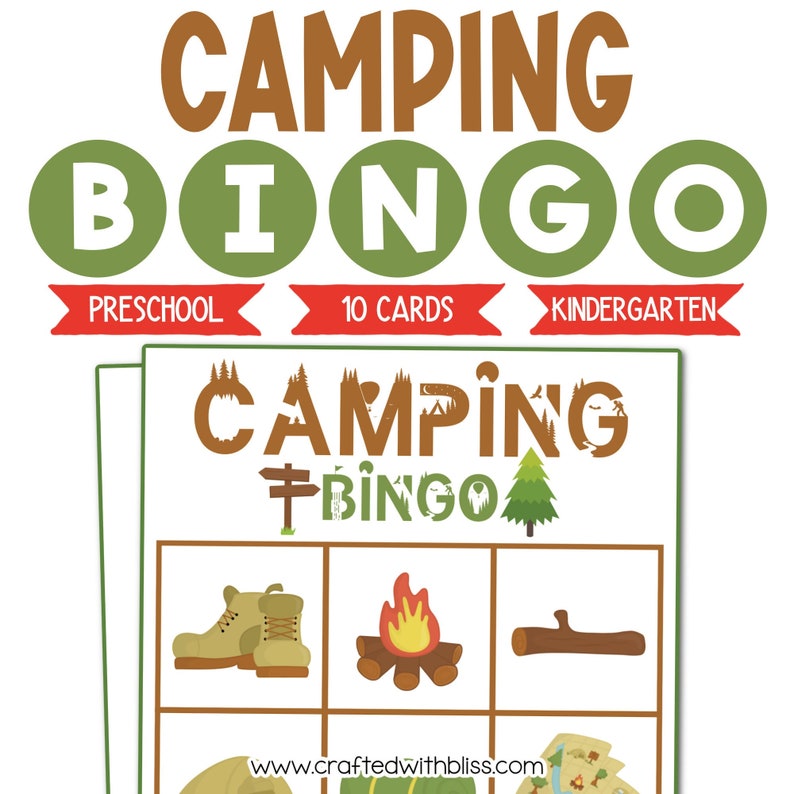 10 Camping BINGO for Preschool Kindergarten, Camping Games and ...