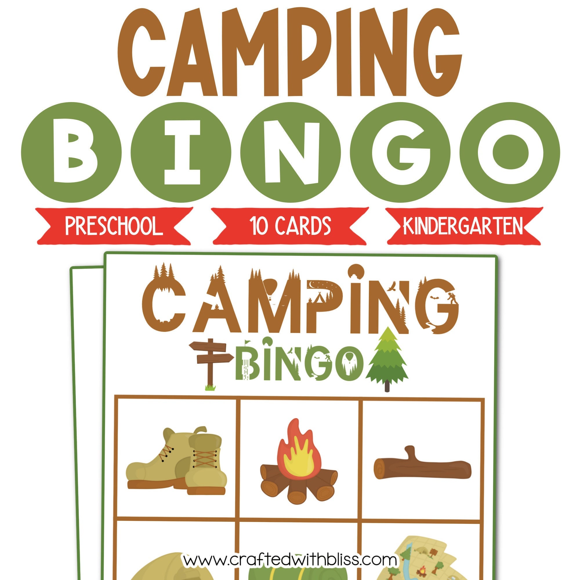 10 Camping BINGO for Preschool Kindergarten, Camping Games and ...