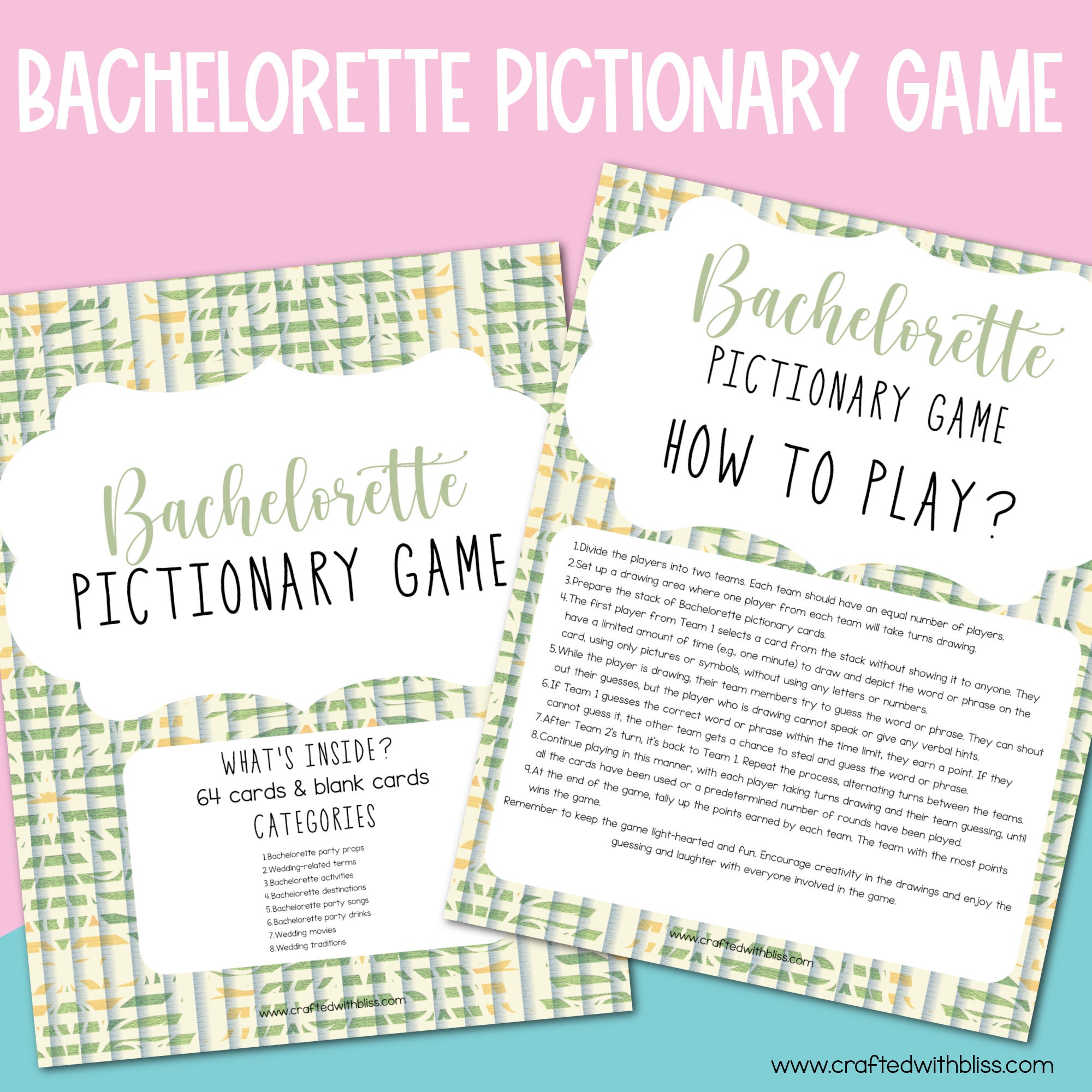 The Ultimate Bachelorette Pictionary Game 64 Cards Ice Breaker Games ...