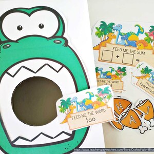 Feed the Dino Dinosaur Theme Feed the T Rex Literacy Center Math Center ...