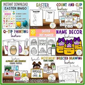 April Preschool-kindergarten Bundle, Easter Spring Kindergarten ...