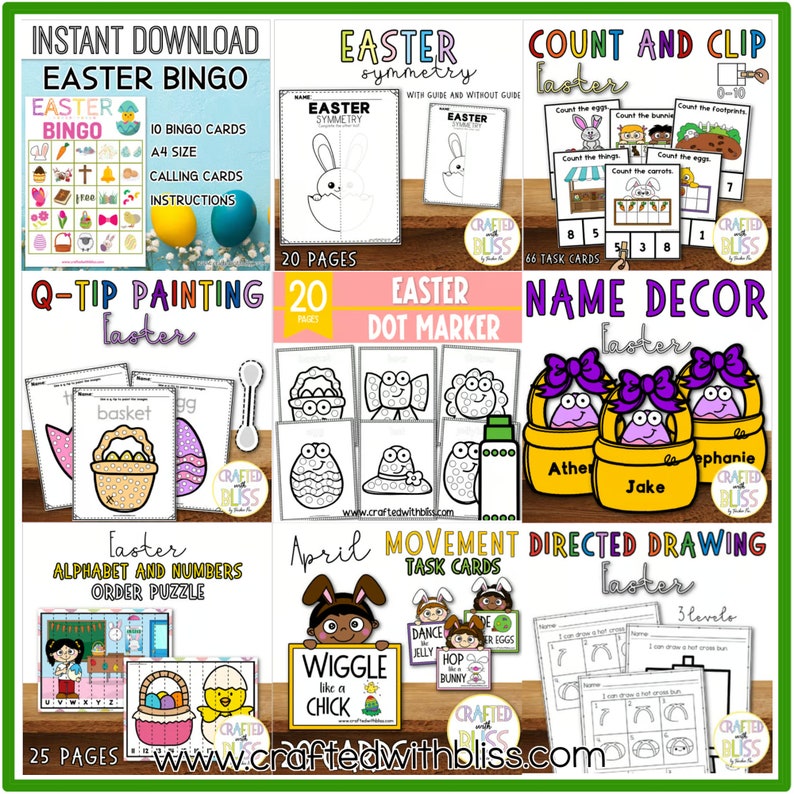 April Preschool-kindergarten Bundle, Easter Spring Kindergarten ...