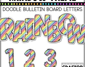 Printable Rainbow Watercolor Bulletin Board Letters and Numbers ...
