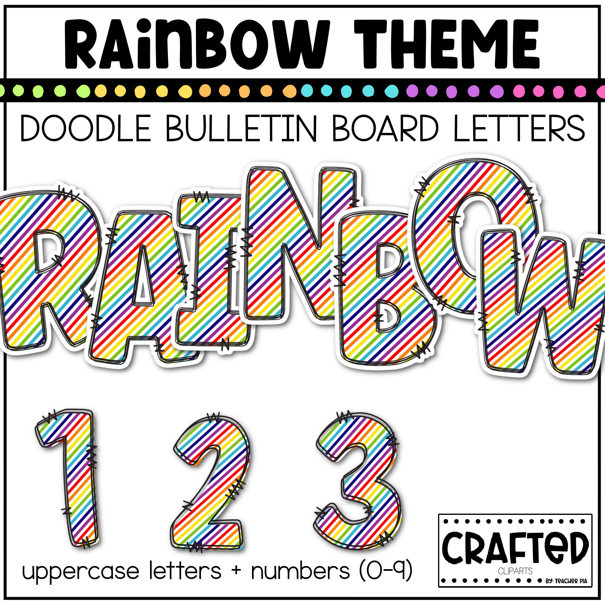 Rainbow Theme Doodle Bulletin Board Letters Door Classroom Decor - Etsy