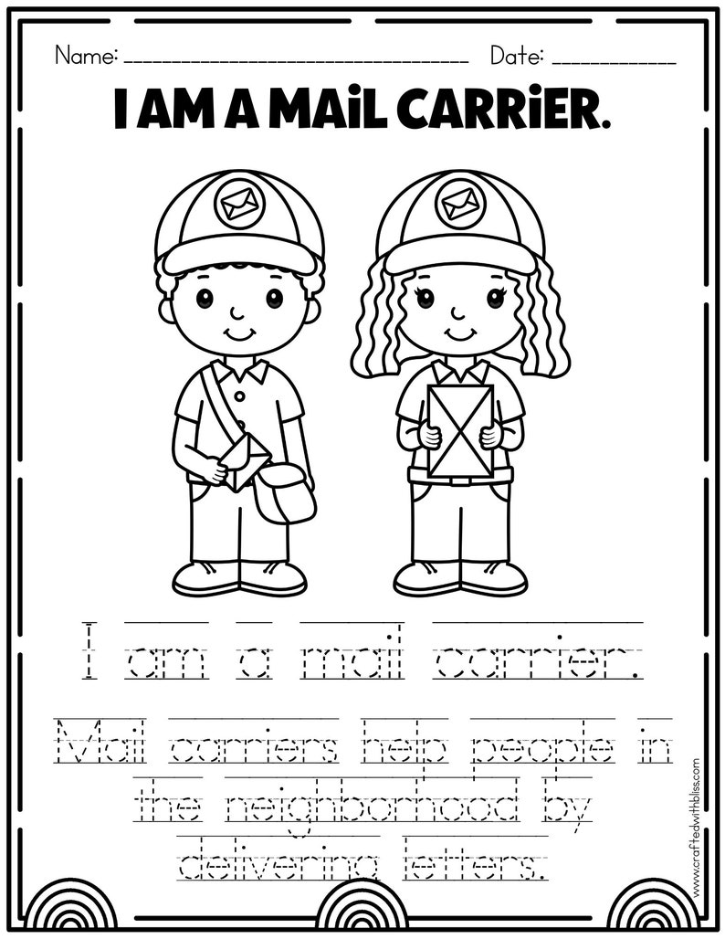 Community Helper Color and Trace Social Studies Kindergarten Community ...