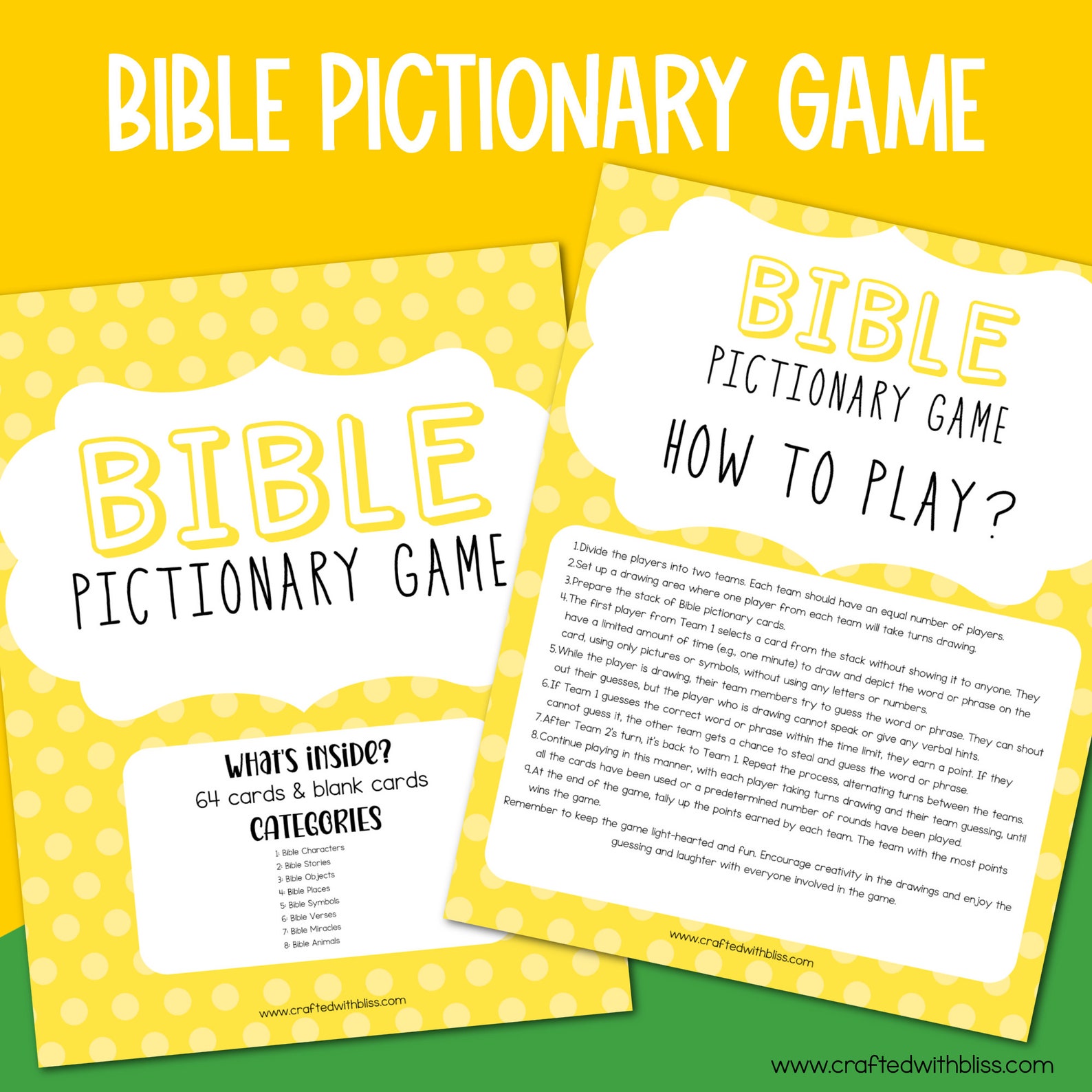 The Ultimate Bible Pictionary Game for Kids - 64 Cards | Ice Breaker ...
