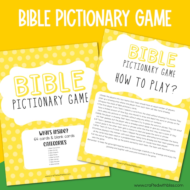 The Ultimate Bible Pictionary Game for Kids - 64 Cards | Ice Breaker ...