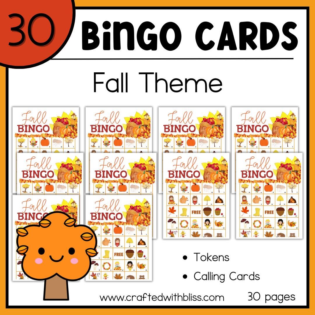 30 Fall Bingo Cards - Etsy