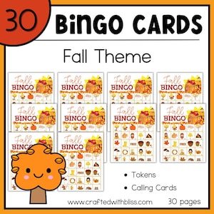 30 Fall Bingo Cards - Etsy