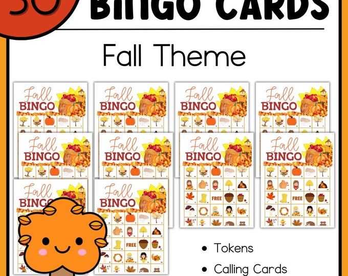 30 Fall Bingo Cards - Etsy