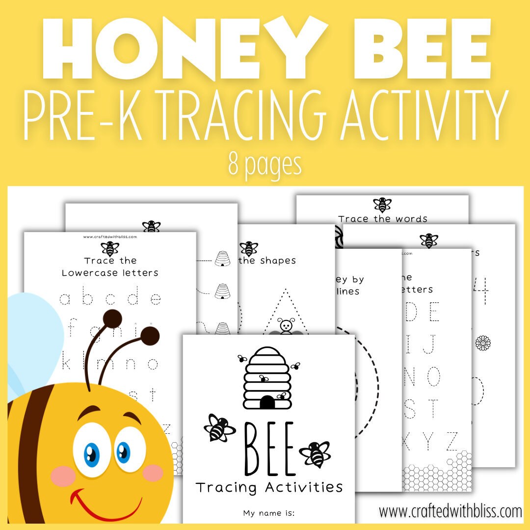 Bee Tracing Activities Prek Fine Motor Activity Bee - Etsy