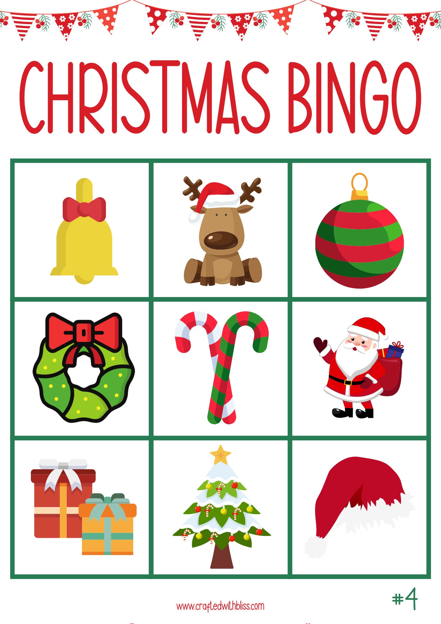10 Christmas BINGO for Preschool-kindergarten, Christmas Games and ...