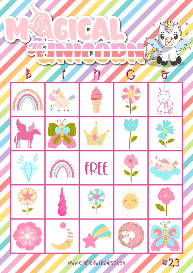 Unicorn Bingo for Kids Unicorn Bingo Birthday Party - Etsy