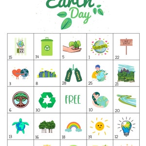 50 Earth Day Bingo Cards - Etsy