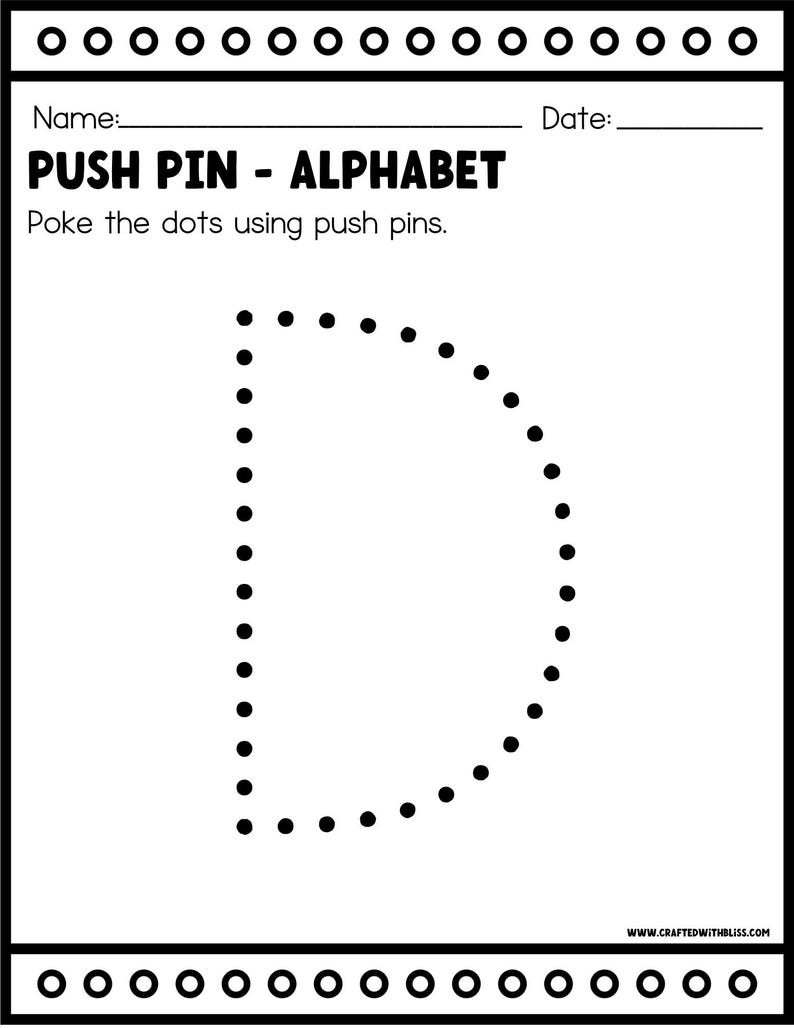 Push Pin Alphabet and Numbers (0-20) Printable Pokey - Etsy