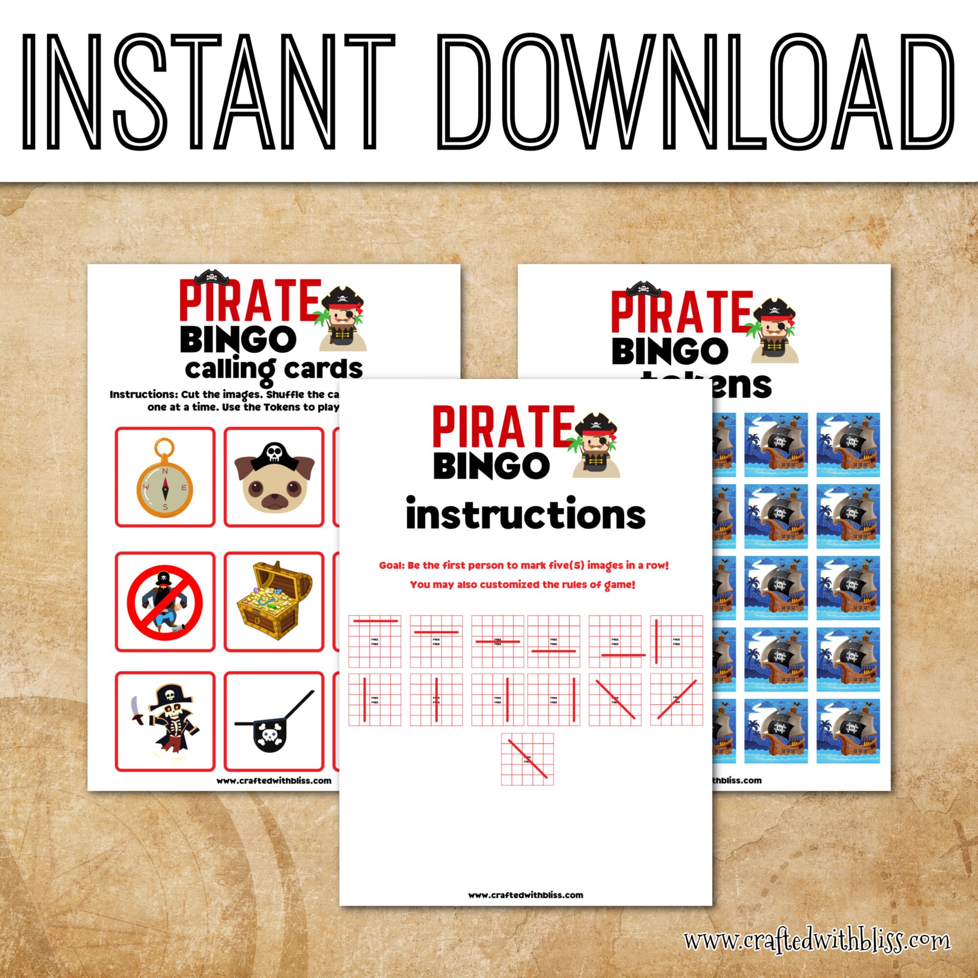 30 Pirate Bingo Birthday Game | Pirate Classroom Game - Etsy